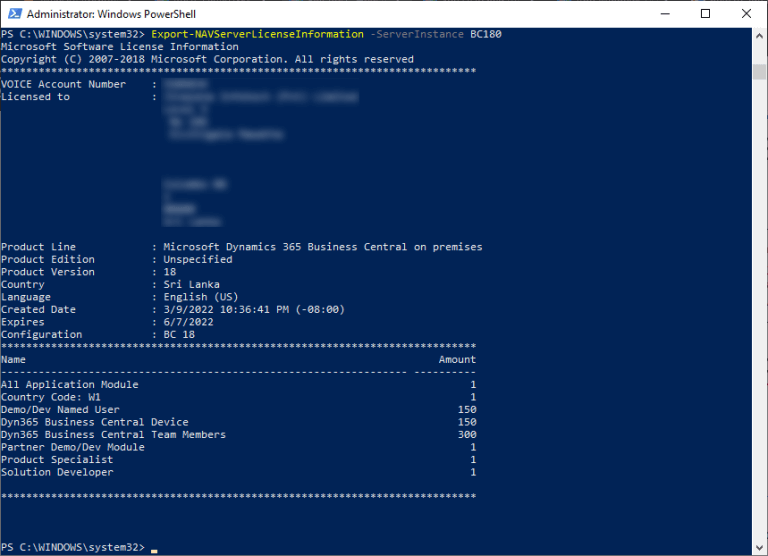 How to View License Information in Dynamics 365 Business Central On-Premise - NAVUSER